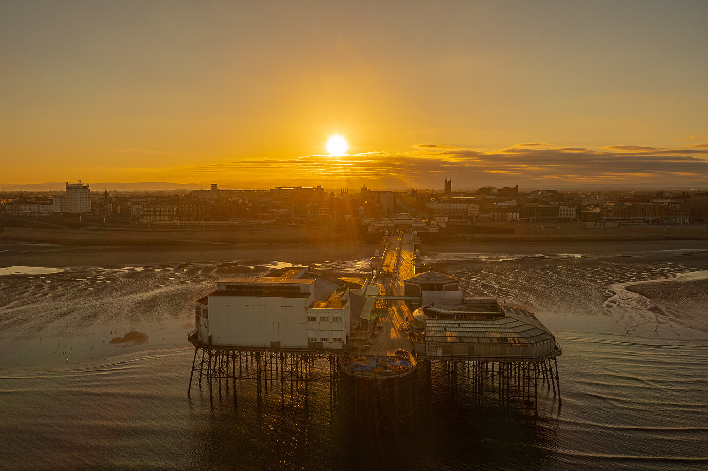 A stunning sunrise over Blackpool this morning - Photos by Drone - Grey ...