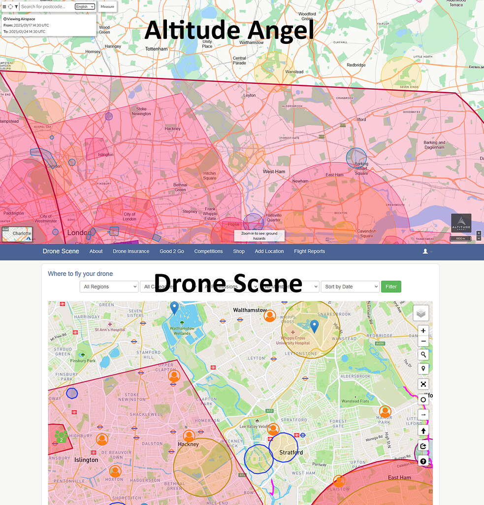 Altitude Angel showing different restrictions to Drone Scene (Class D ...