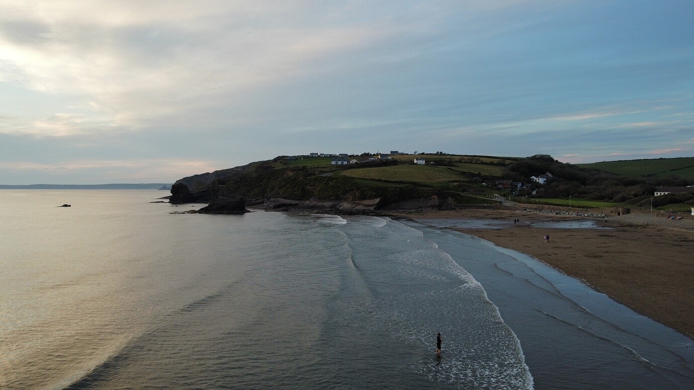 Sunset tonight at Broad Haven - Photos by Drone - Grey Arrows Drone Club UK