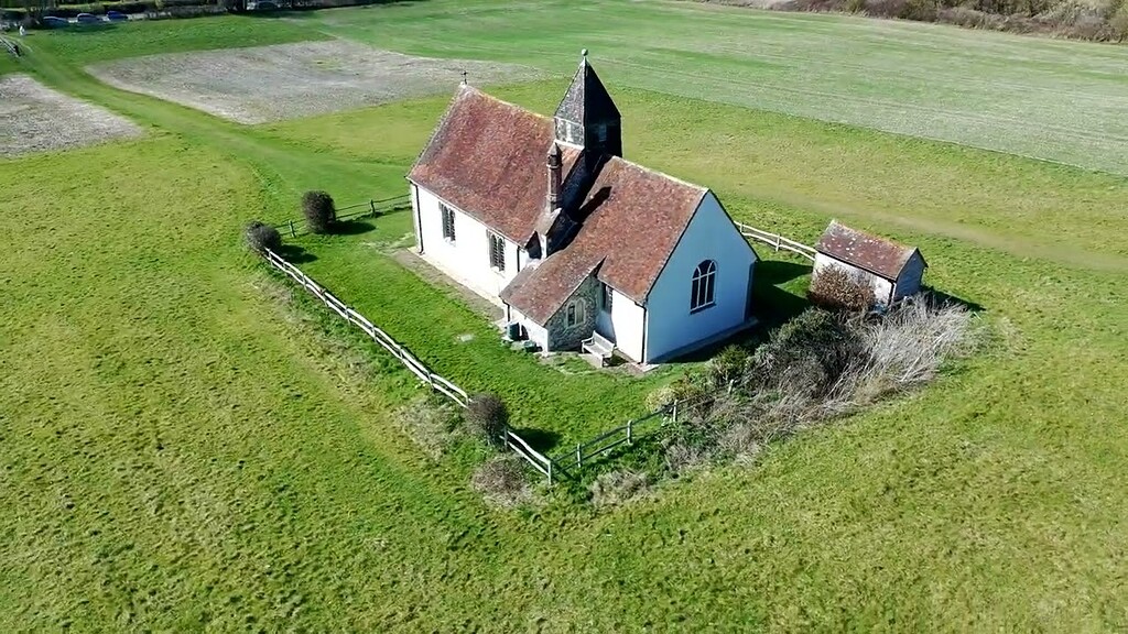 St Hubert's Church Idsworth, Hampshire filmed with a Potensic Atom 2 ...