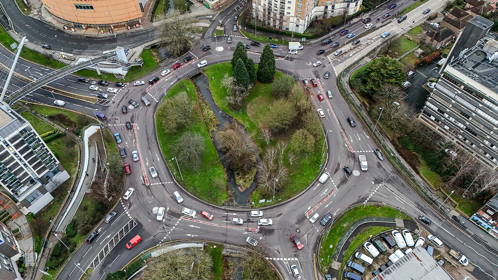 The 'Magic Roundabout', Hemel Hempstead, Herts - Photos by Drone - Grey ...