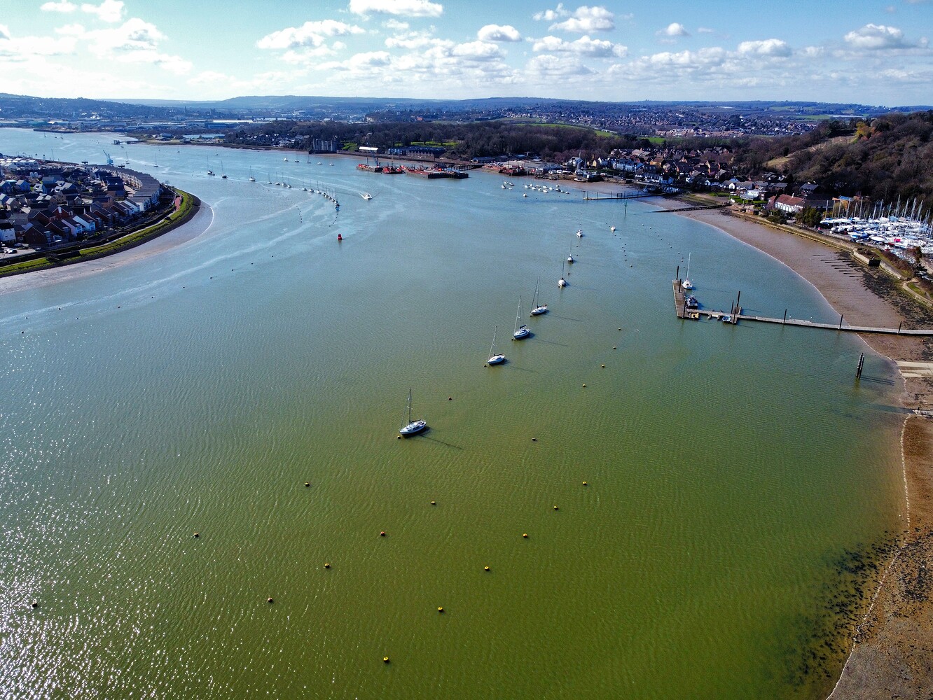 Upper Upnor, River Medway, Chatham, Kent - Photos by Drone - Grey ...