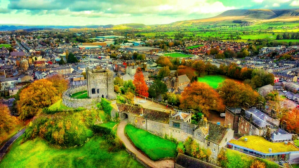 Clitheroe Castle just before it poured it down! - Photos by Drone ...