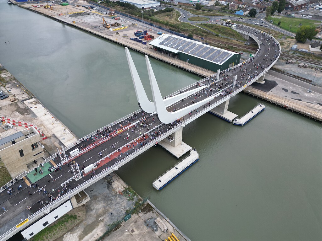 Lowestoft Gull Wing Bridge - Open for business - Photos by Drone - Grey ...