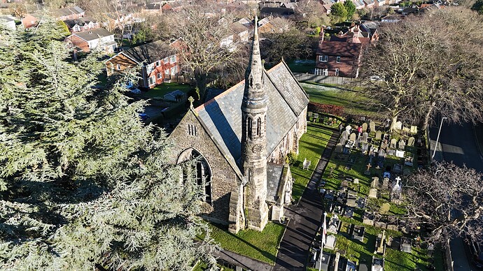St john the evangelist church, Great Sutton - Photos by Drone - Grey ...
