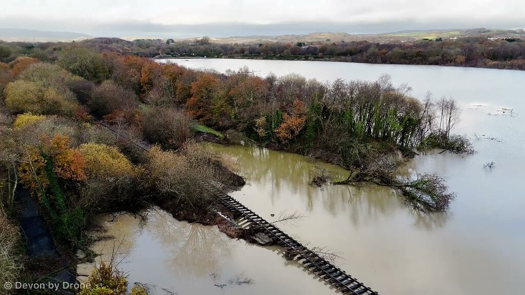 Storm Bert's Torrential Rain Washes Away Railway at Jetty Marsh, Newton ...