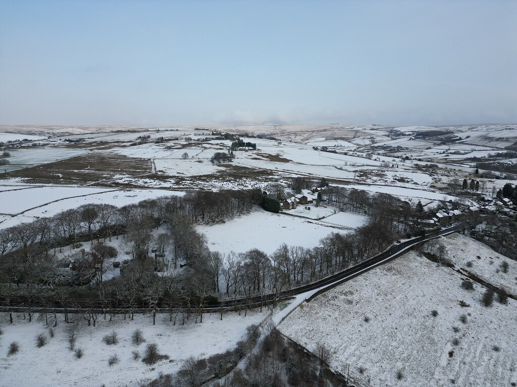 Our 1st snow of 2024 - Huddersfield & Oldham - Photos by Drone - Grey ...
