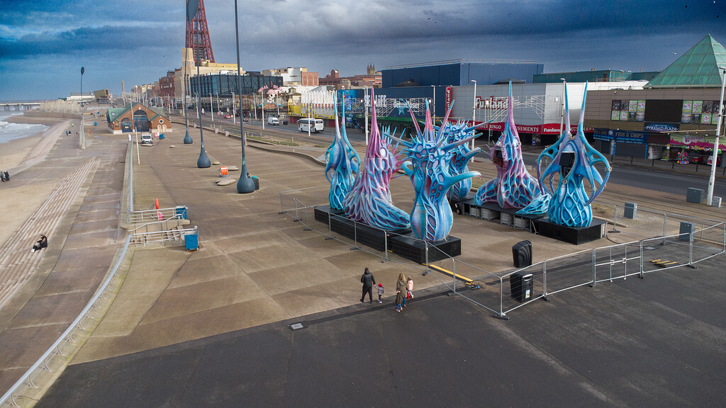 Alien monsters Blackpool sea front - Photos by Drone - Grey Arrows ...