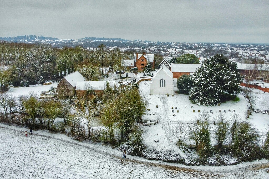 Snow in Warndon Villages, Worcester - Photos by Drone - Grey Arrows ...
