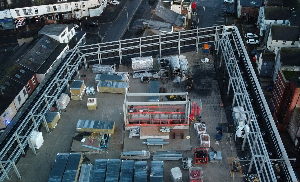Blackpool new DWP building fire - Photos by Drone - Grey Arrows Drone ...