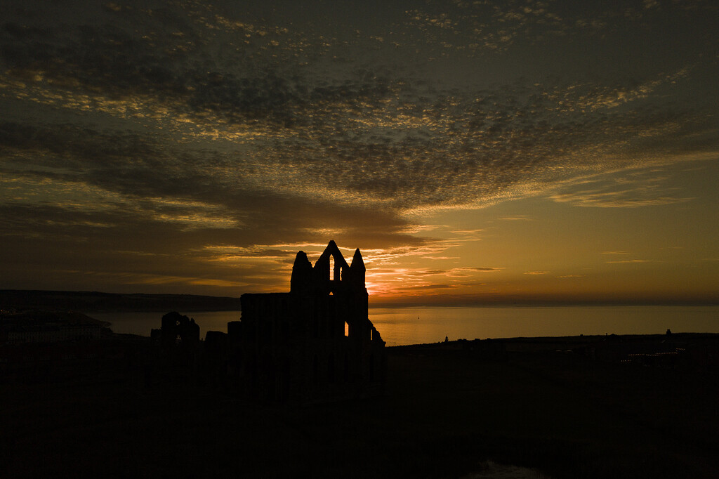 Sunset Whitby Abbey - Photos by Drone - Grey Arrows Drone Club UK