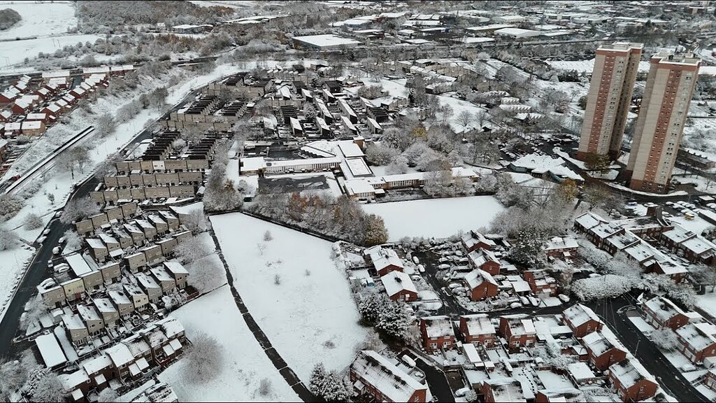 First snow fall over Cottingley Leeds - Videos by Drone - Grey Arrows ...