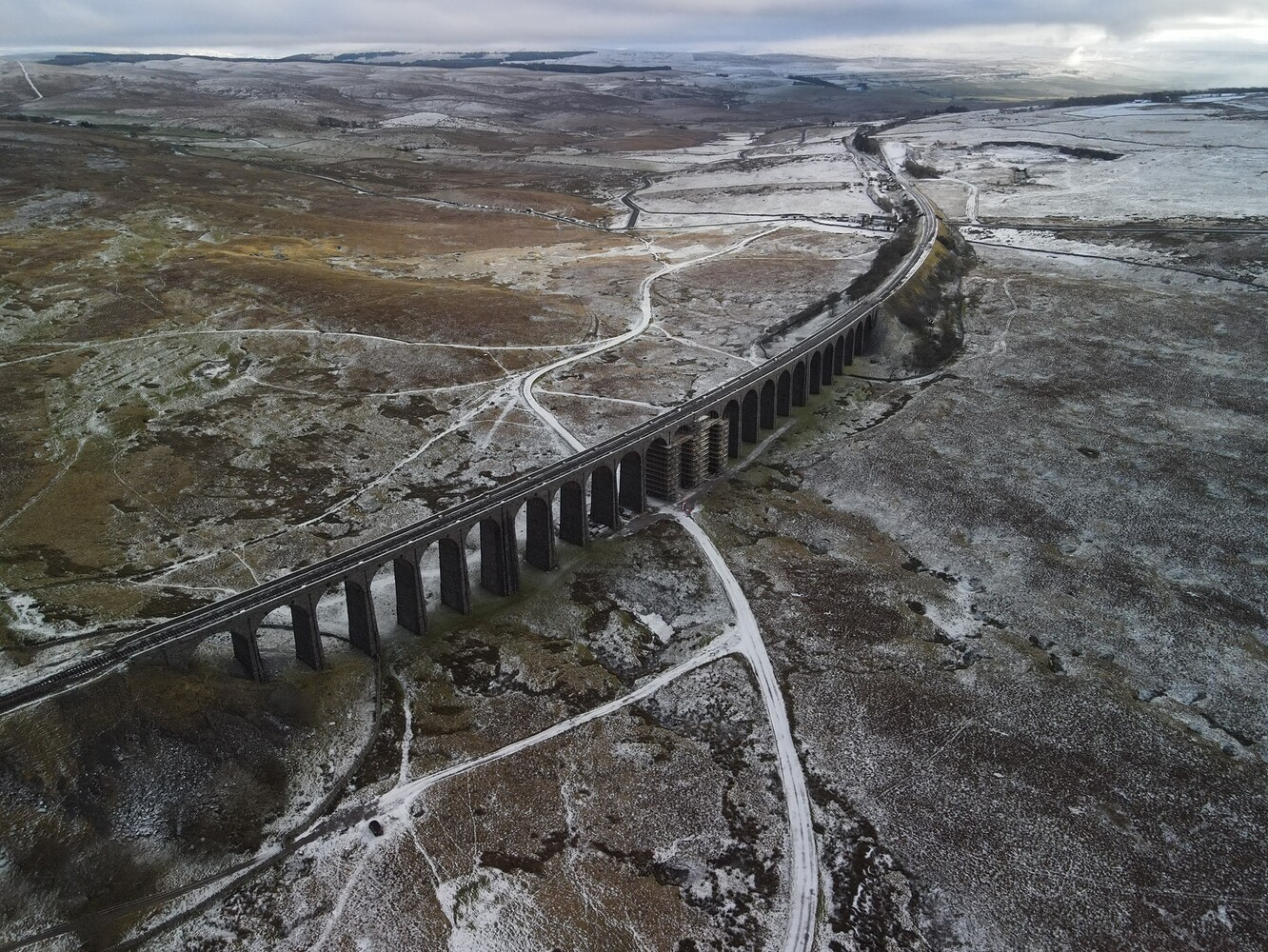 Ribblehead Viaduct in Snow - Photos by Drone - Grey Arrows Drone Club UK