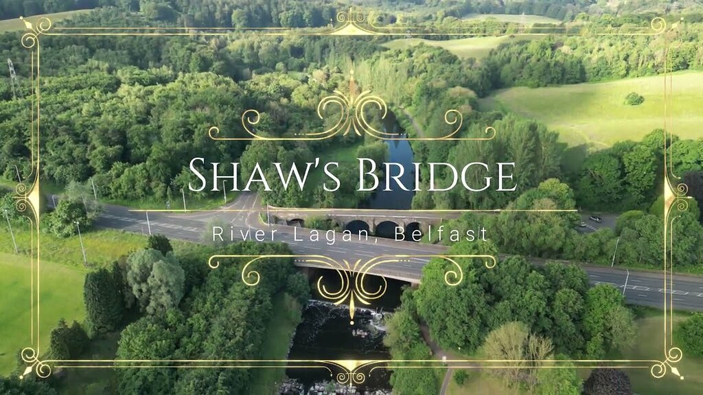 Shaw's Bridge. Drone video of bridge on the River Lagan, Belfast, and ...
