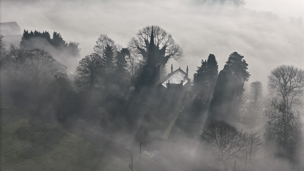 Hilderstone in the mist - Photos by Drone - Grey Arrows Drone Club UK