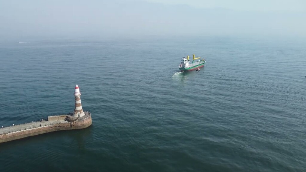 MV Timbus leaving the River Wear, 6/9/23 - Videos by Drone - Grey ...