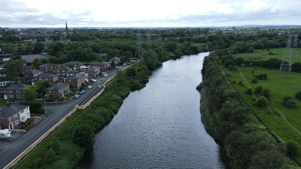 River Mersey in Warrington - Photos by Drone - Grey Arrows Drone Club UK