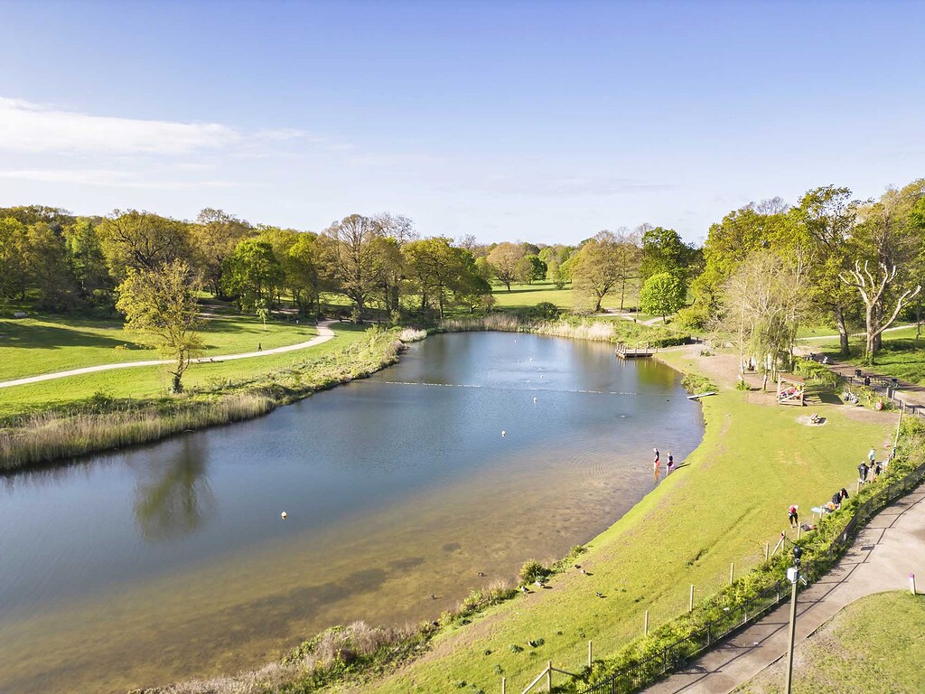 Beckenham wild swimming lake - Photos by Drone - Grey Arrows Drone Club UK