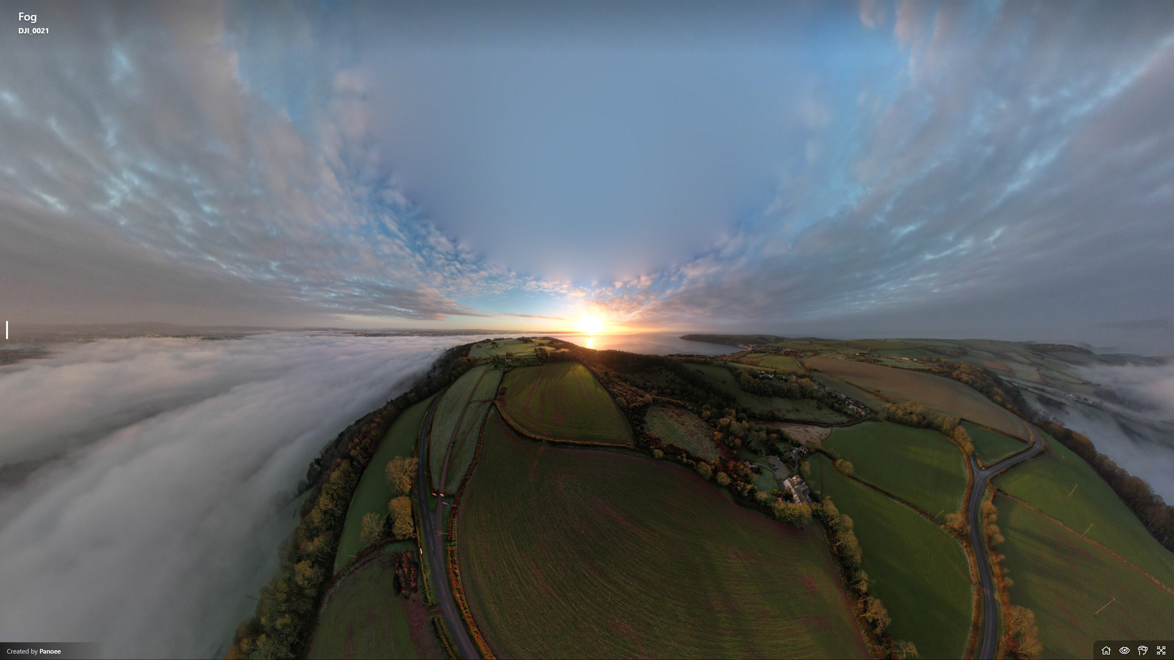 Fog over S.E.Cornwall - Panos by Drone - Grey Arrows Drone Club UK
