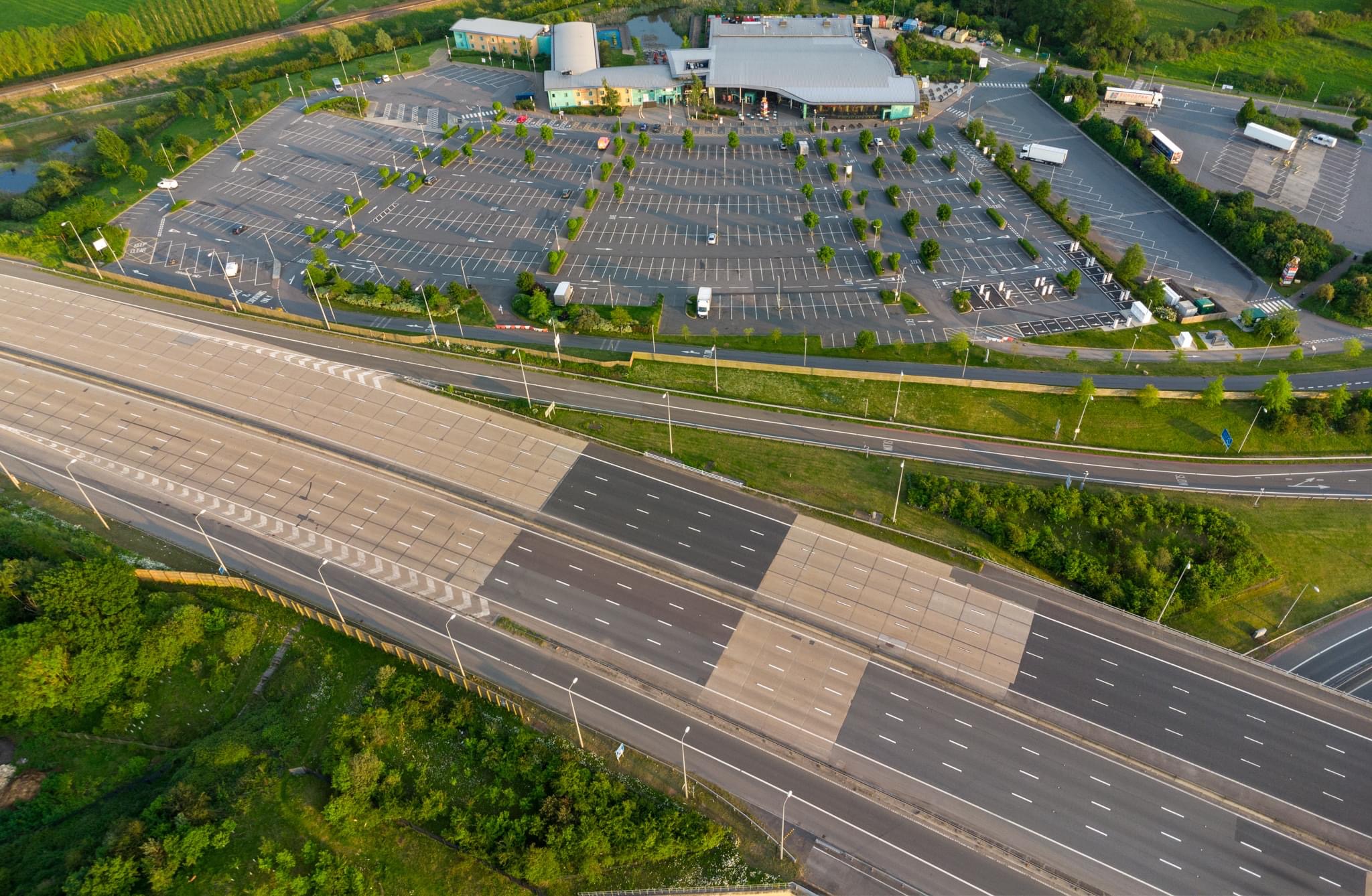 Empty M25 and Cobham Services - Photos by Drone - Grey Arrows Drone Club UK