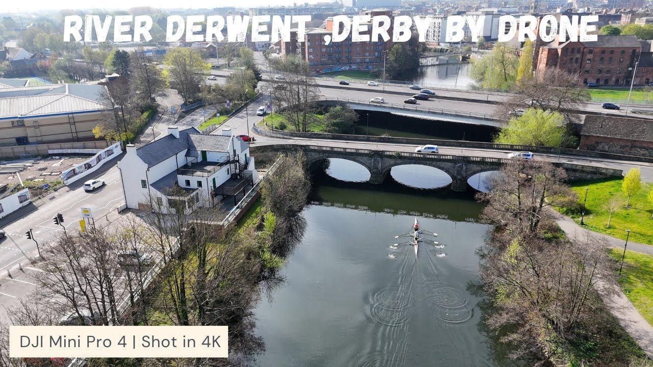 River Derwent, Derby by drone - Videos by Drone - Grey Arrows Drone Club UK