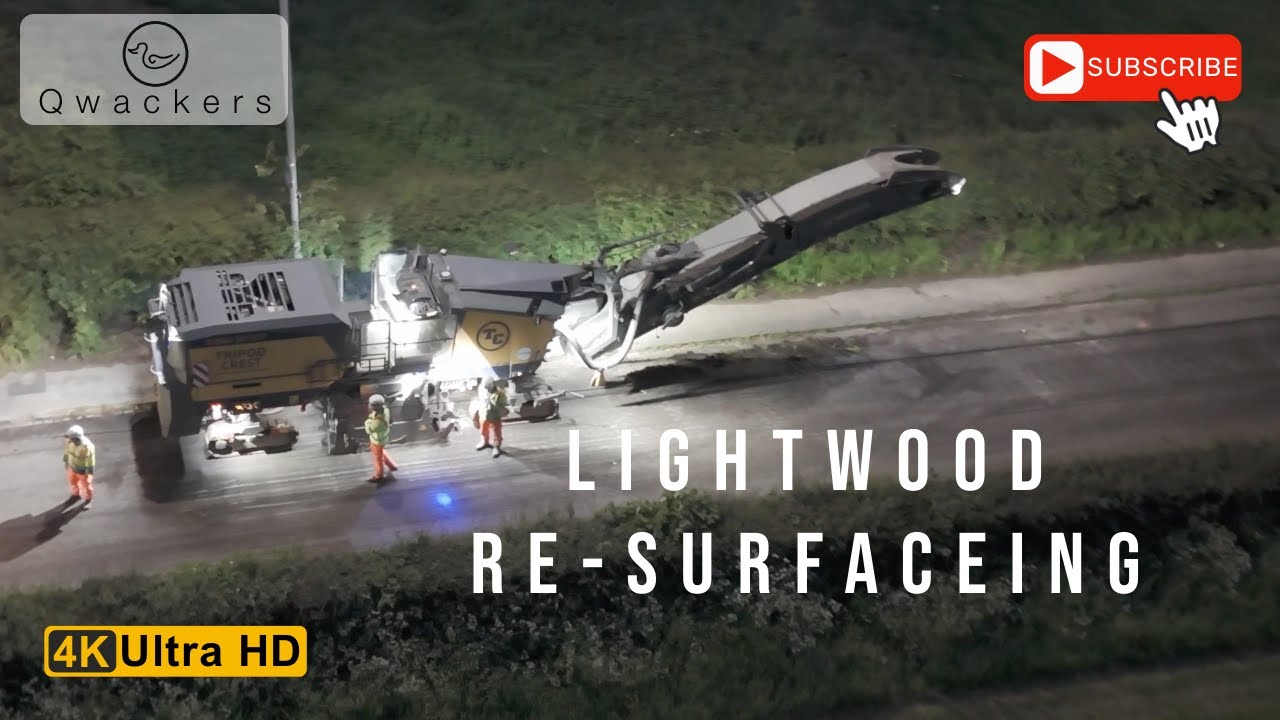 Road resurfacing at night - Videos by Drone - Grey Arrows Drone Club UK