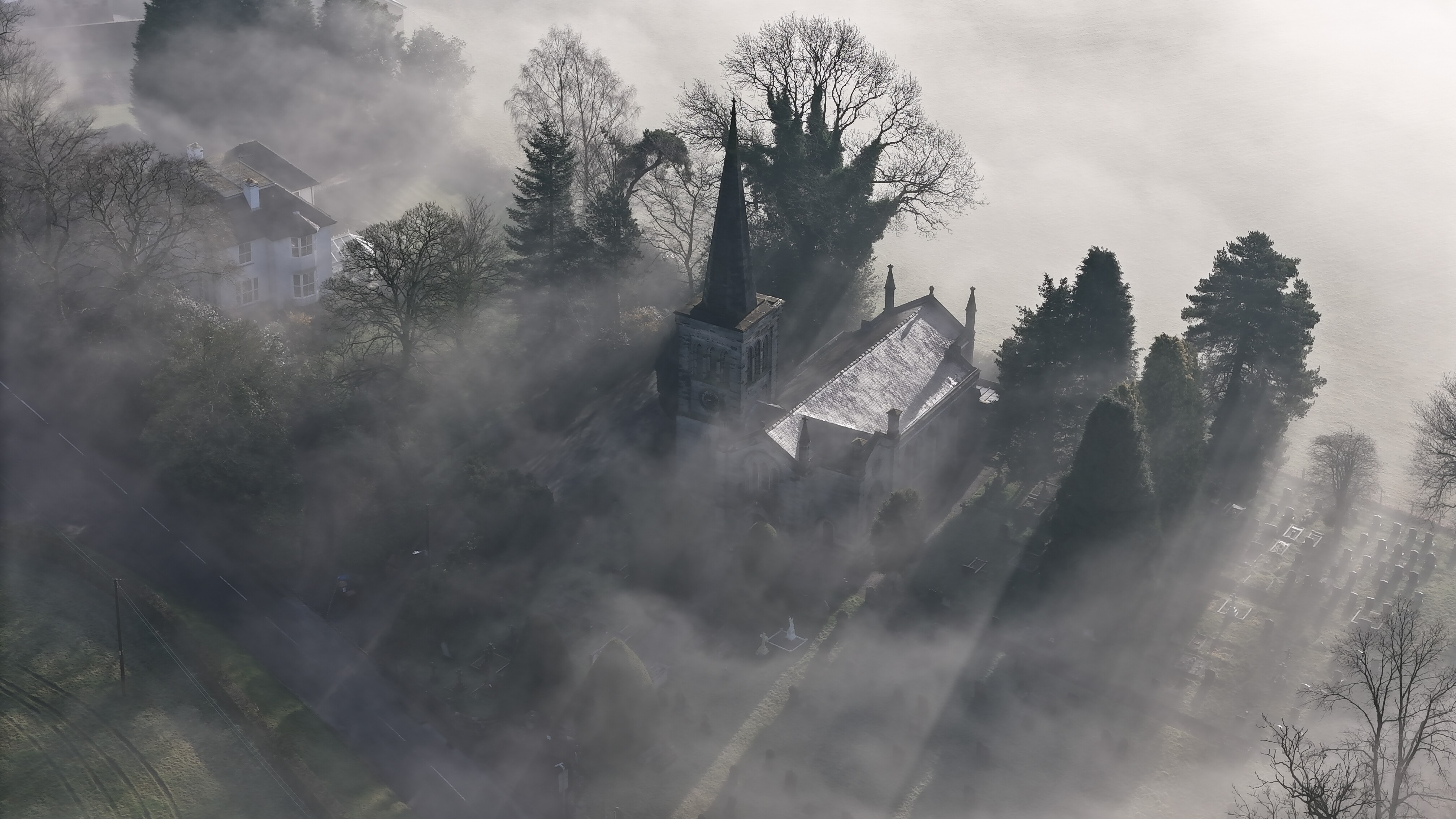 Hilderstone in the mist - Photos by Drone - Grey Arrows Drone Club UK