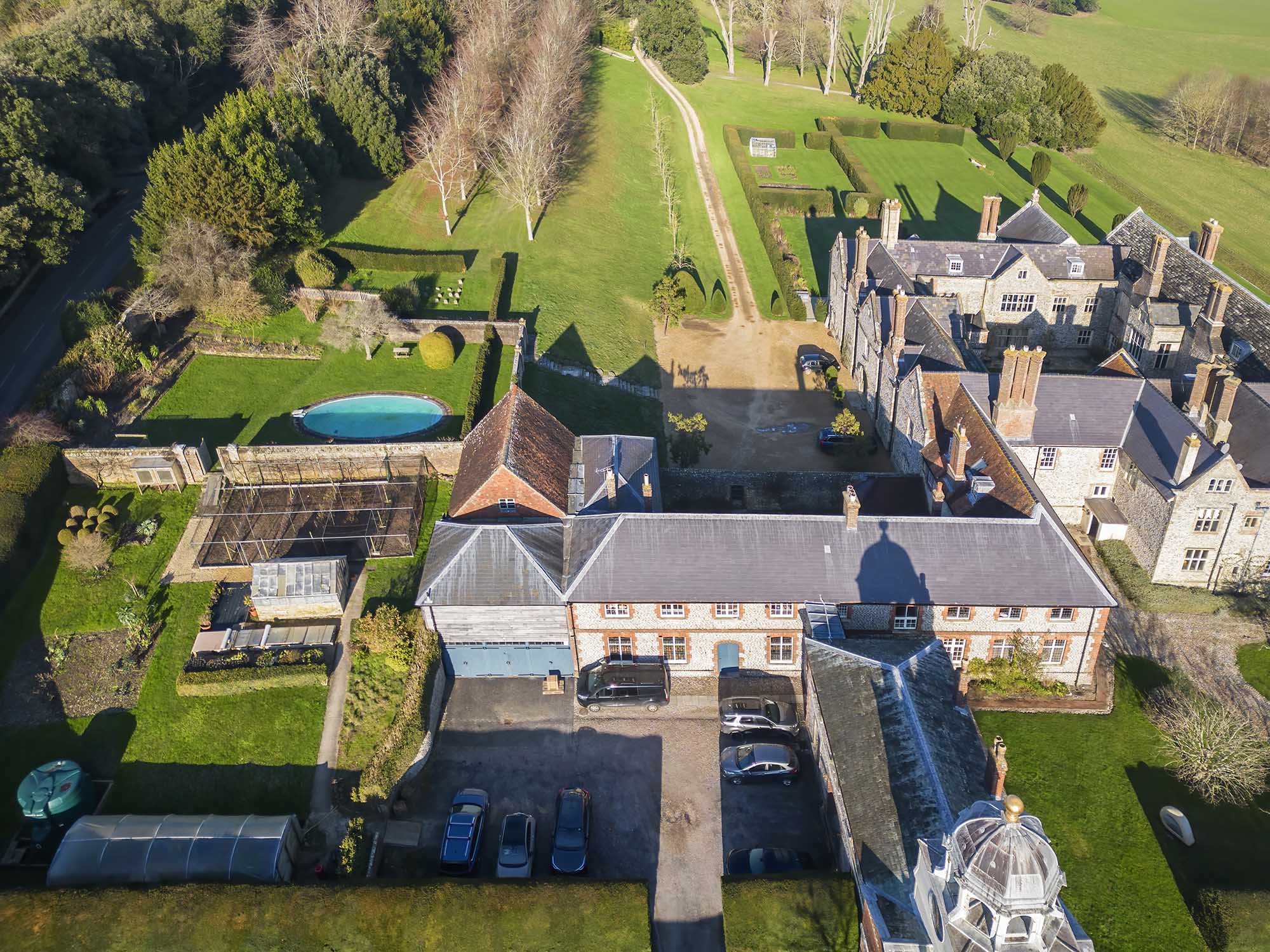 Glynde place and church on the Sussex Downs - Photos by Drone - Grey ...