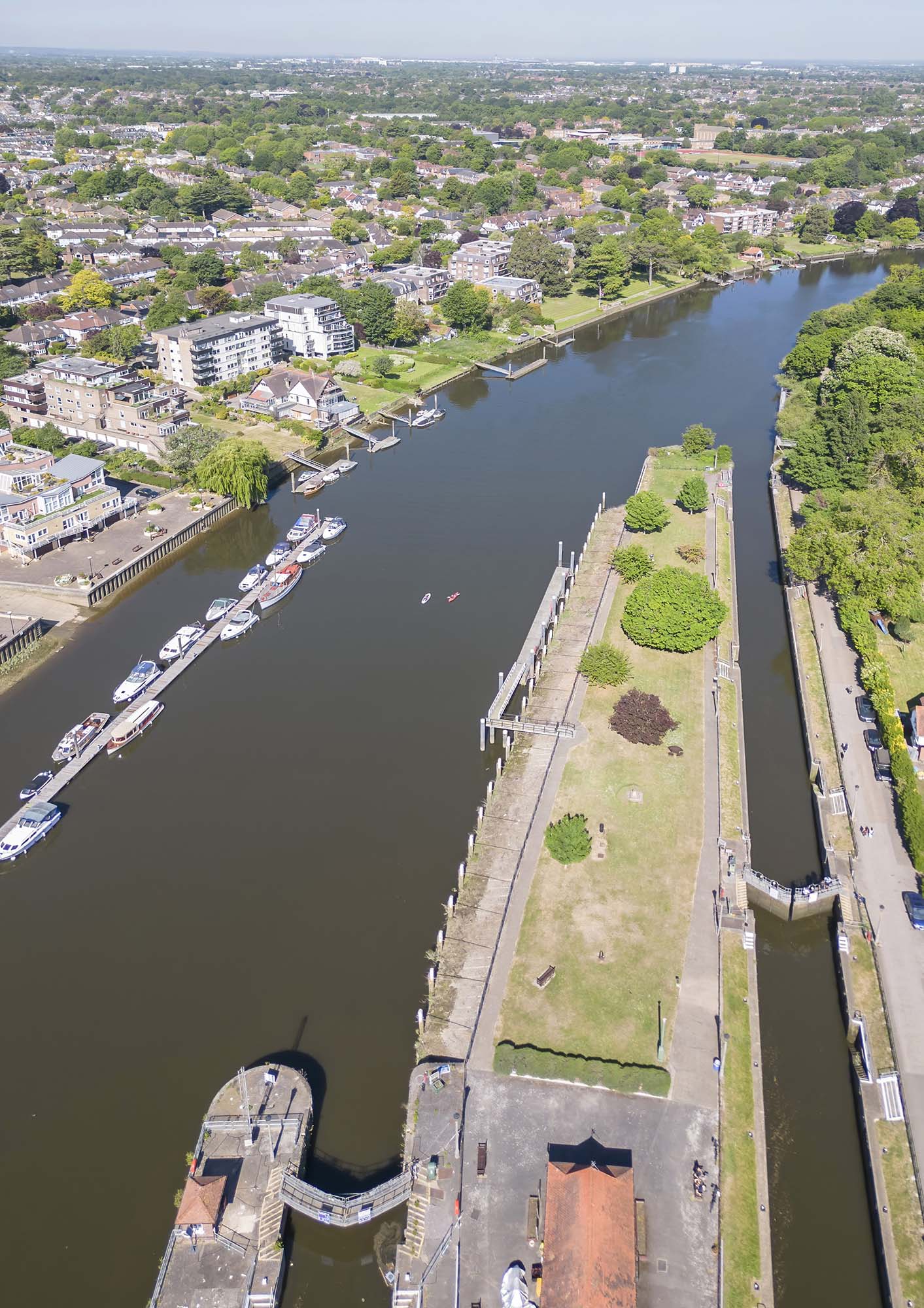 Teddington Locks River Thames - Photos by Drone - Grey Arrows Drone Club UK