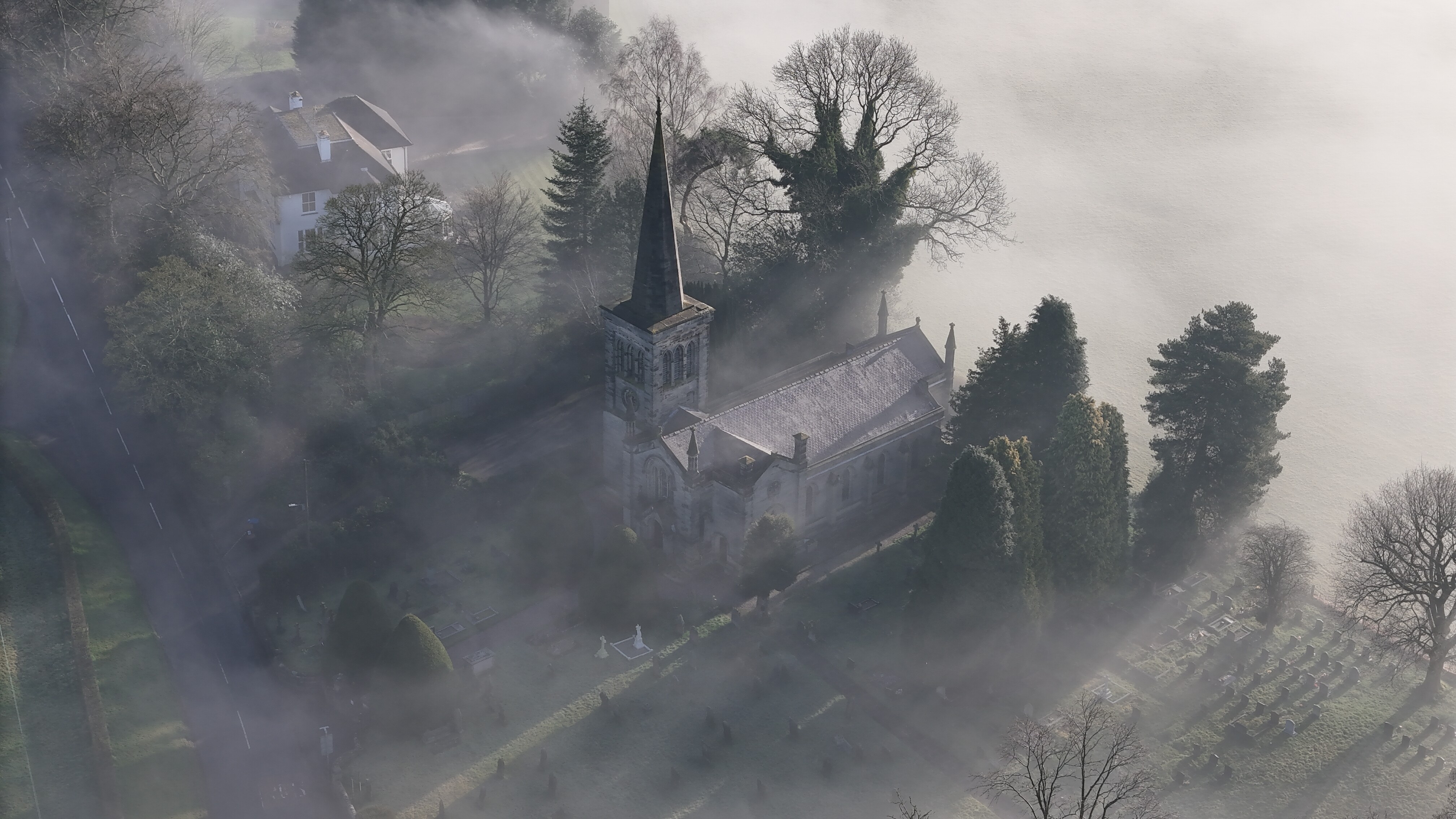 Hilderstone in the mist - Photos by Drone - Grey Arrows Drone Club UK