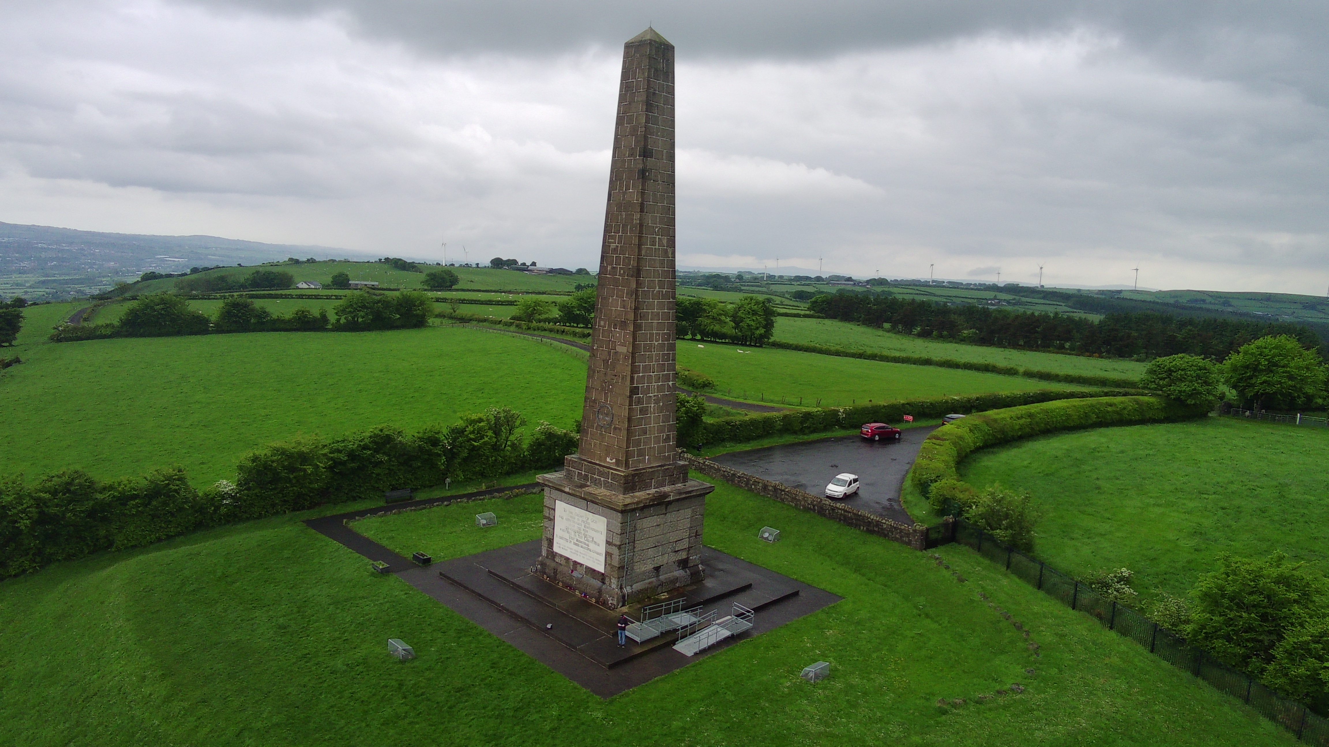 Knockagh Monument, Just North of Belfast - Photos by Drone - Grey ...
